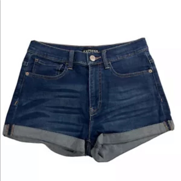 Express | Shorts | Womens Express Ultimate Shortie High Rise Blue Jean ...